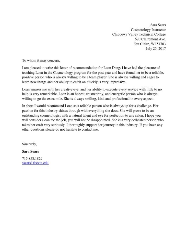 Sara - Letter | PDF | Career & Growth