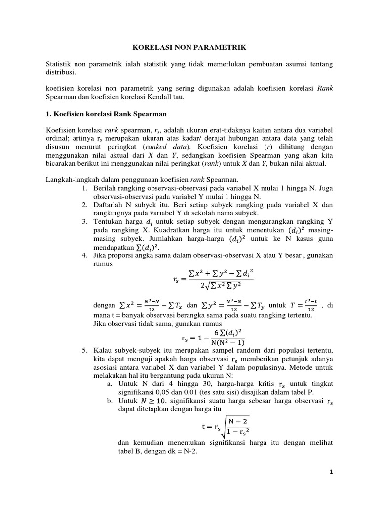 Handout Korelasi Non Parametrik | PDF