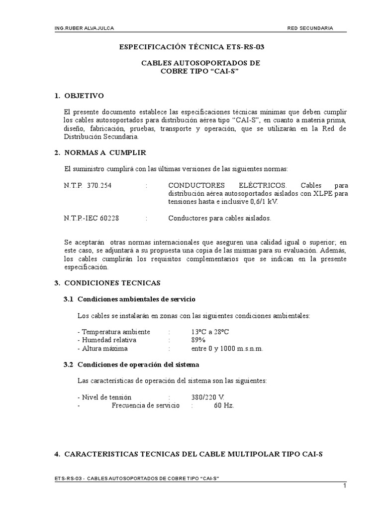 Cable Autosoportado | PDF | Cobre | Aluminio