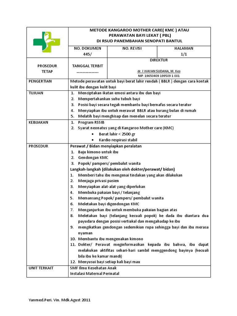 Sop KMC 2 | PDF | Kesehatan Holistik