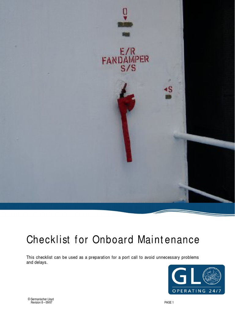 Onboard Maintenance Checklist for PSC | PDF | Ships | Water Transport