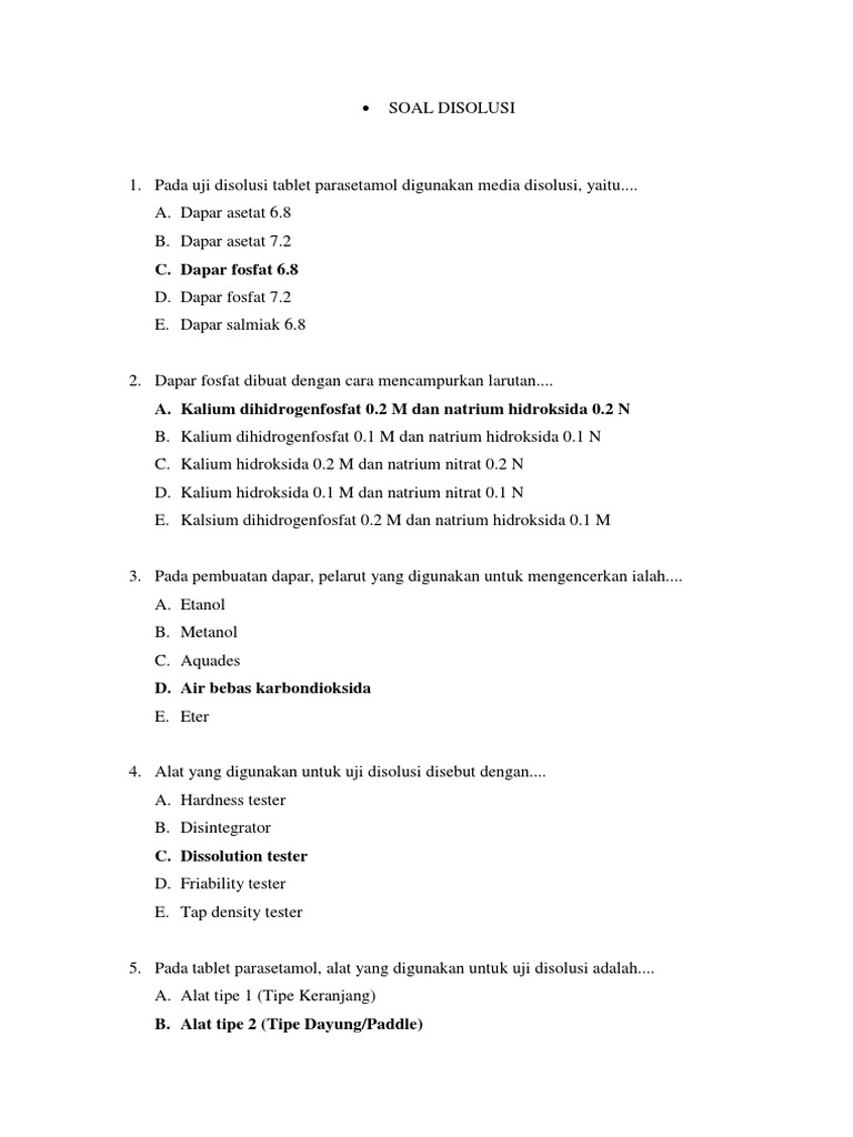 Soal Disolusi (Uas) | PDF