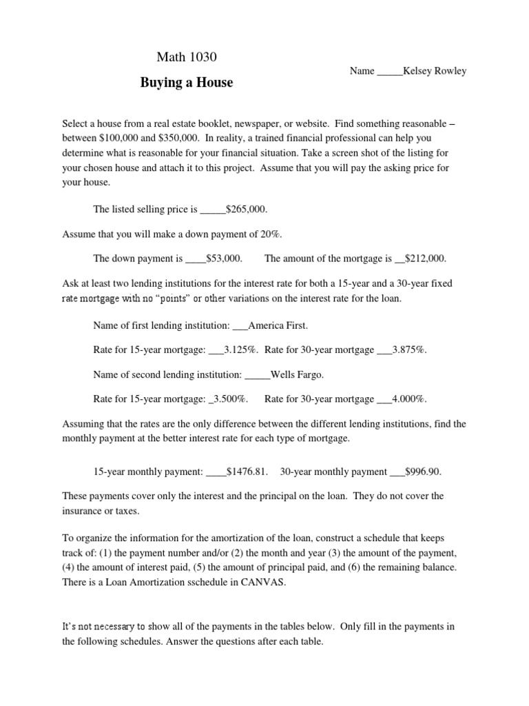 Math Finance Project | PDF | Mortgage Loan | Loans