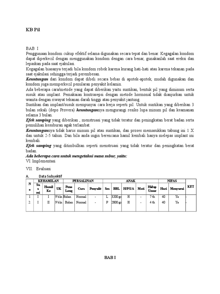 Askep KB Pil | PDF