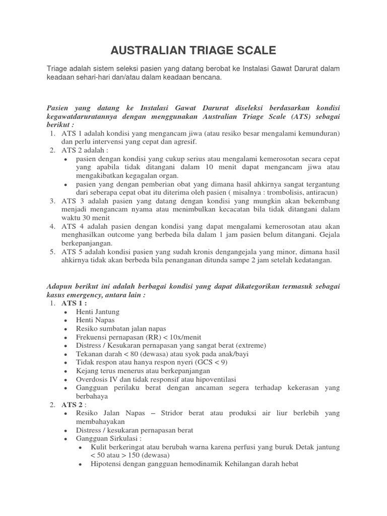 Australian Triage Scale | PDF