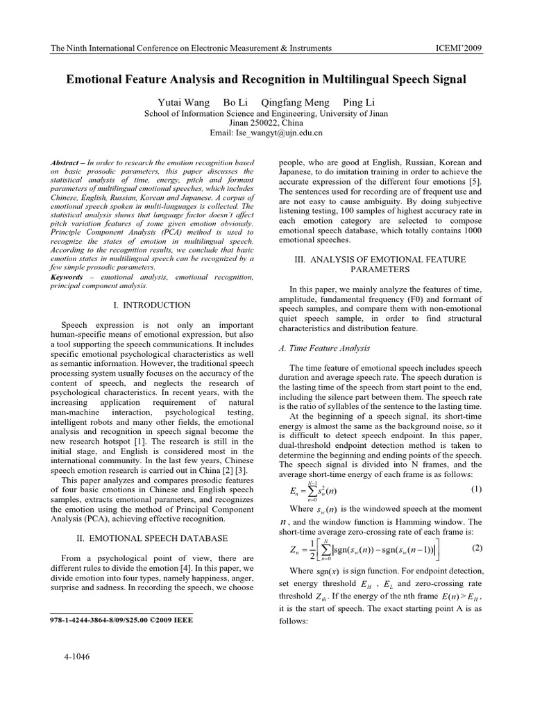 Emotional Feature Analysis | PDF | Principal Component Analysis | Eigenvalues And Eigenvectors