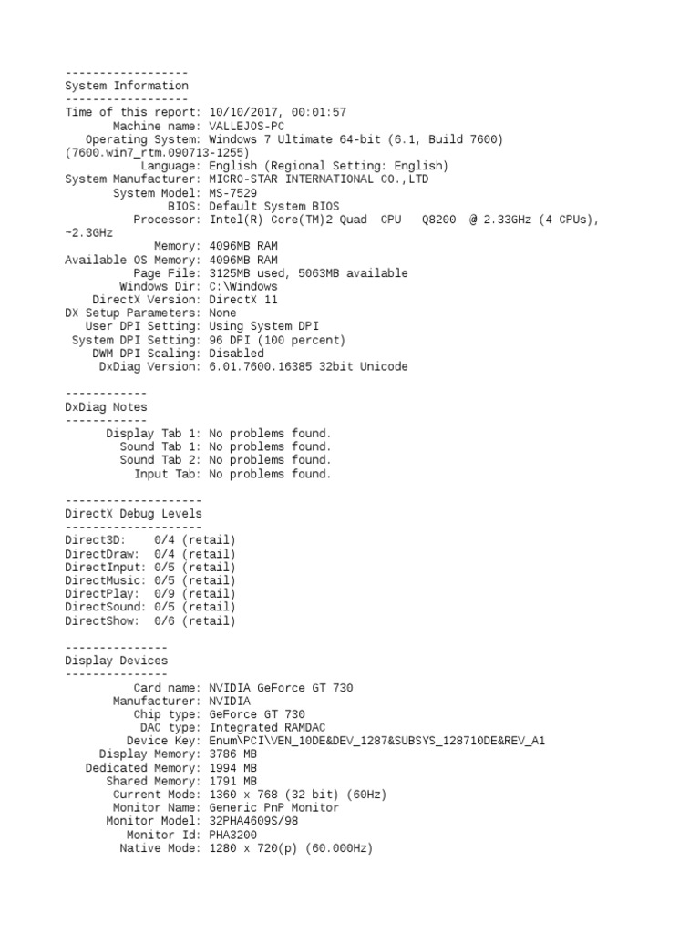 DX Diag | PDF | Device Driver | Codec