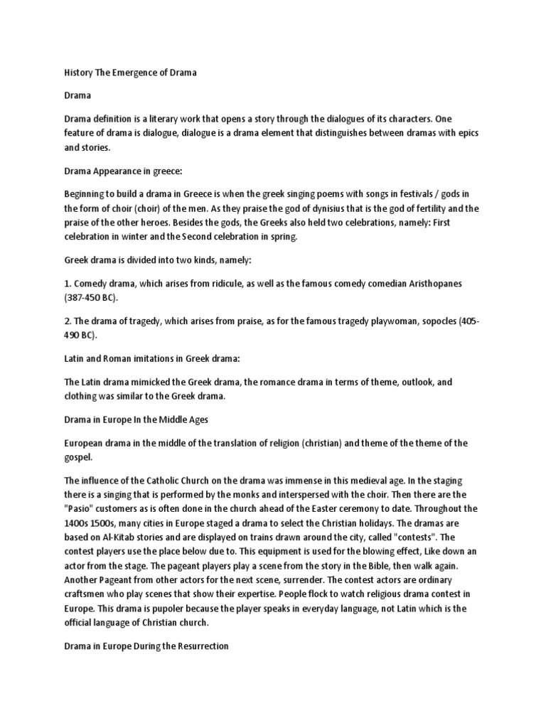 History The Emergence of Drama | PDF | Romanticism | Tragedy