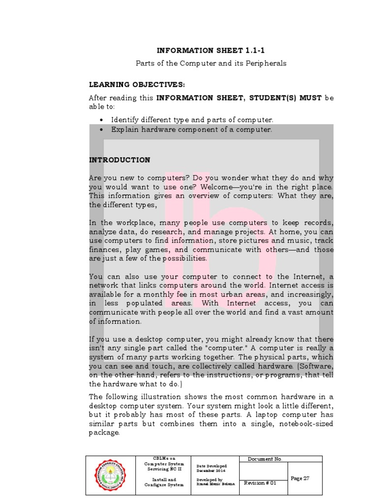 1.1-1 Computer Parts and Its Hardware | PDF | Central Processing Unit | Personal Computers