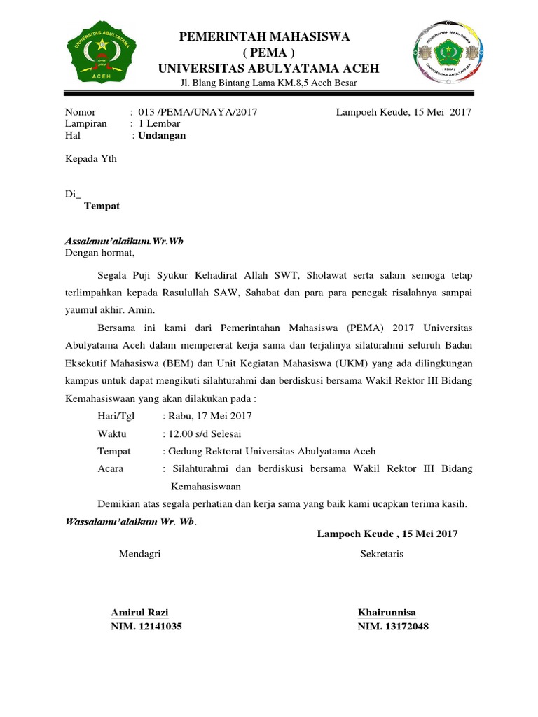 7411 - Contoh Surat Undagan Ryan | PDF