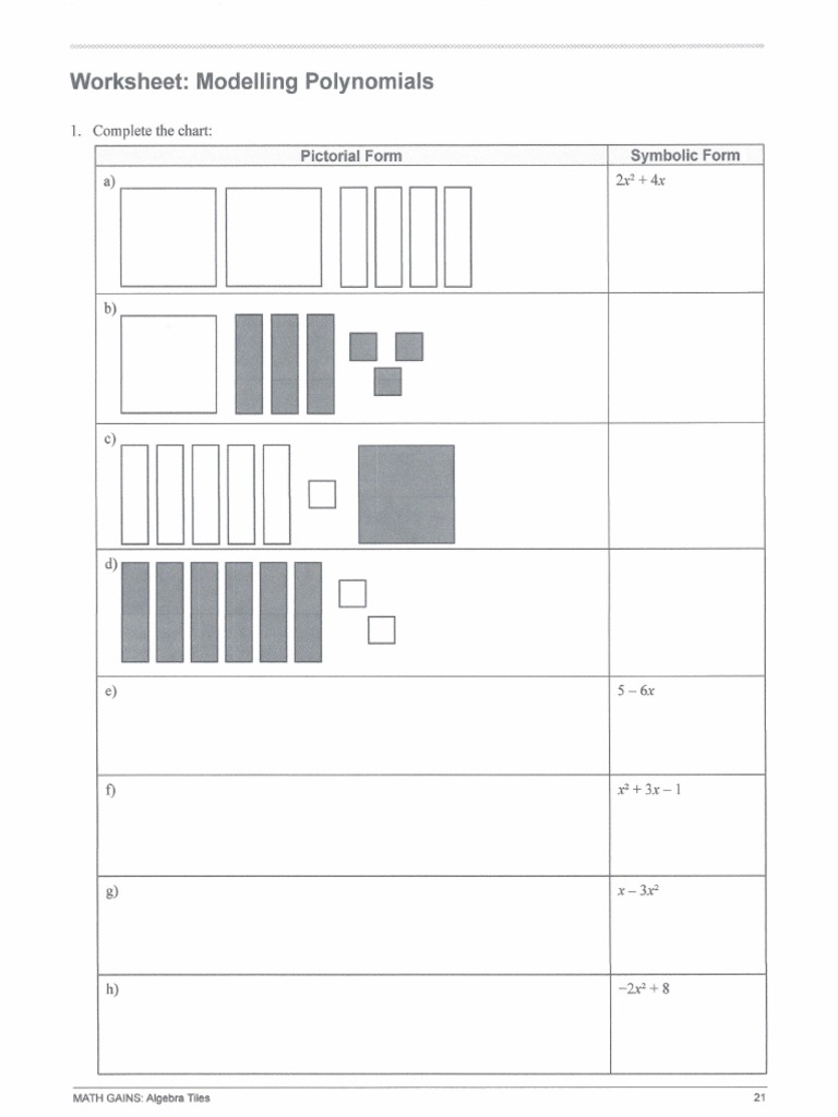 9 Unit 5 1 Modelling Polynomials Worksheet 1 | PDF