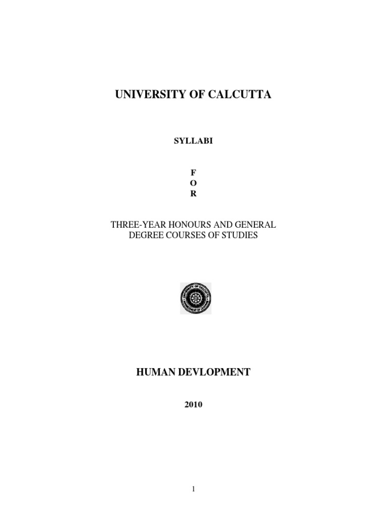 University of Calcutta Syllabus for Human Development Courses 2010 ...