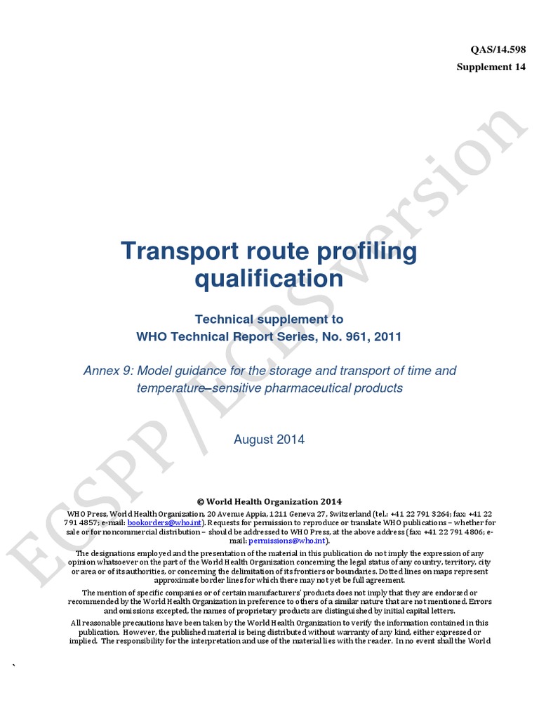 Transport Route Profiling Qualification: WHO Vaccine | PDF | Cargo ...