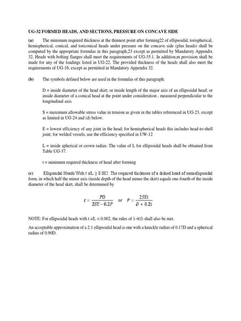 Ug-32 Formed Heads, and Sections, Pressure On Concave Side (A) | PDF