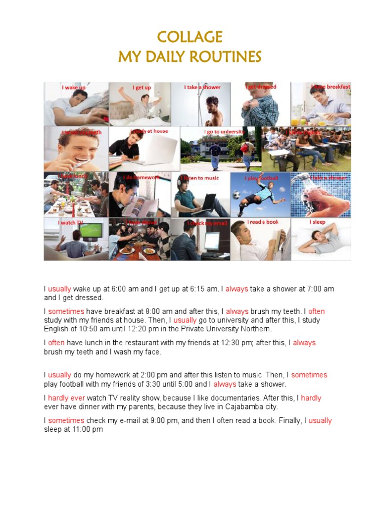 Collage My Daily Routines: Usually Always Sometimes Always Often ...