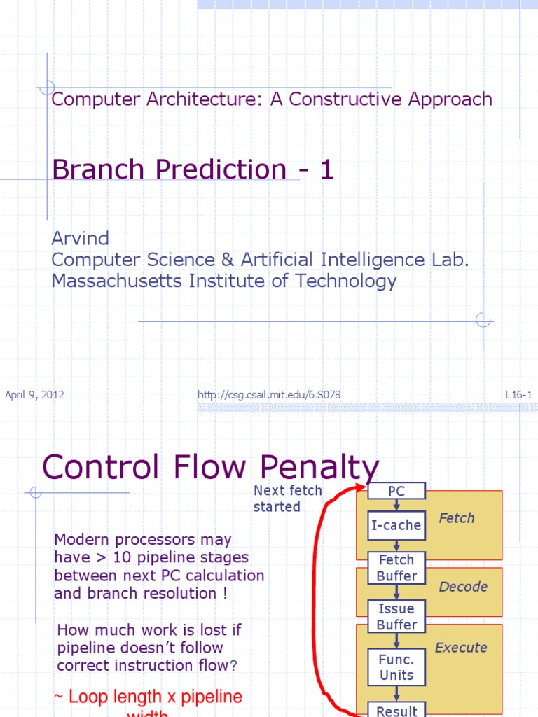 Branch Prediction - 1: Computer Architecture: A Constructive Approach | PDF | Computer ...