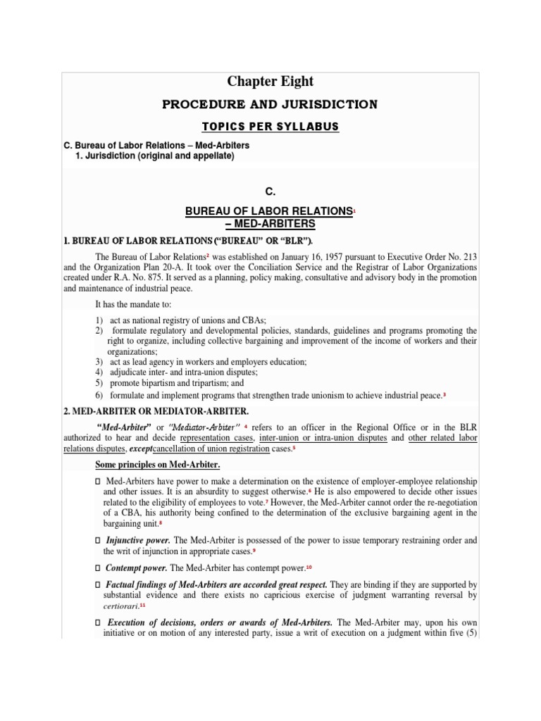 Bureau of Labor Relations - Med-Arbiters | PDF | Jurisdiction ...