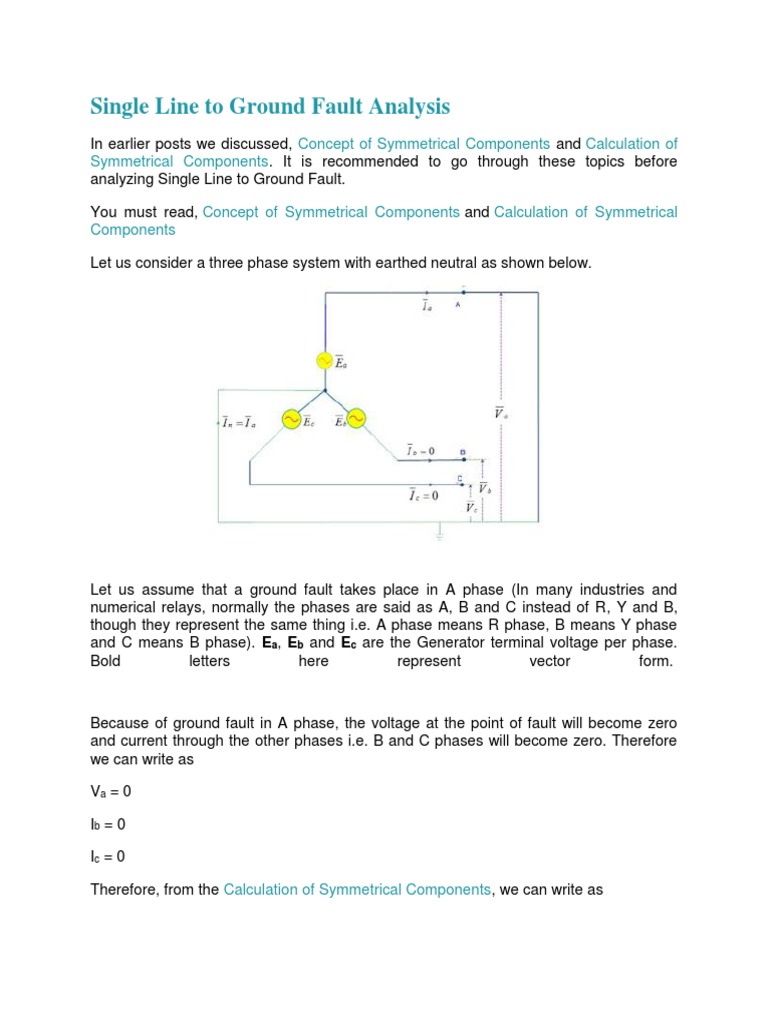 Single Line to Ground Fault Analysis | PDF | Power (Physics ...