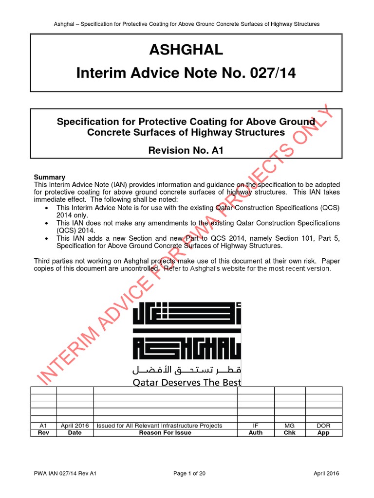 PWA IAN 027 14 Rev A1 - Specification For Protective Coating For Above ...