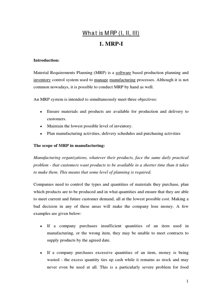 What Is MRP PDF | PDF | Business Process | Production And Manufacturing