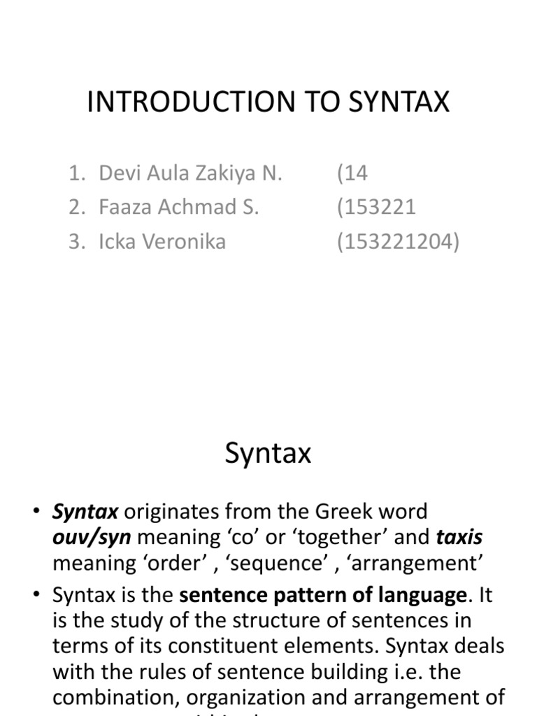 Introduction To Syntax | PDF | Phrase | Verb