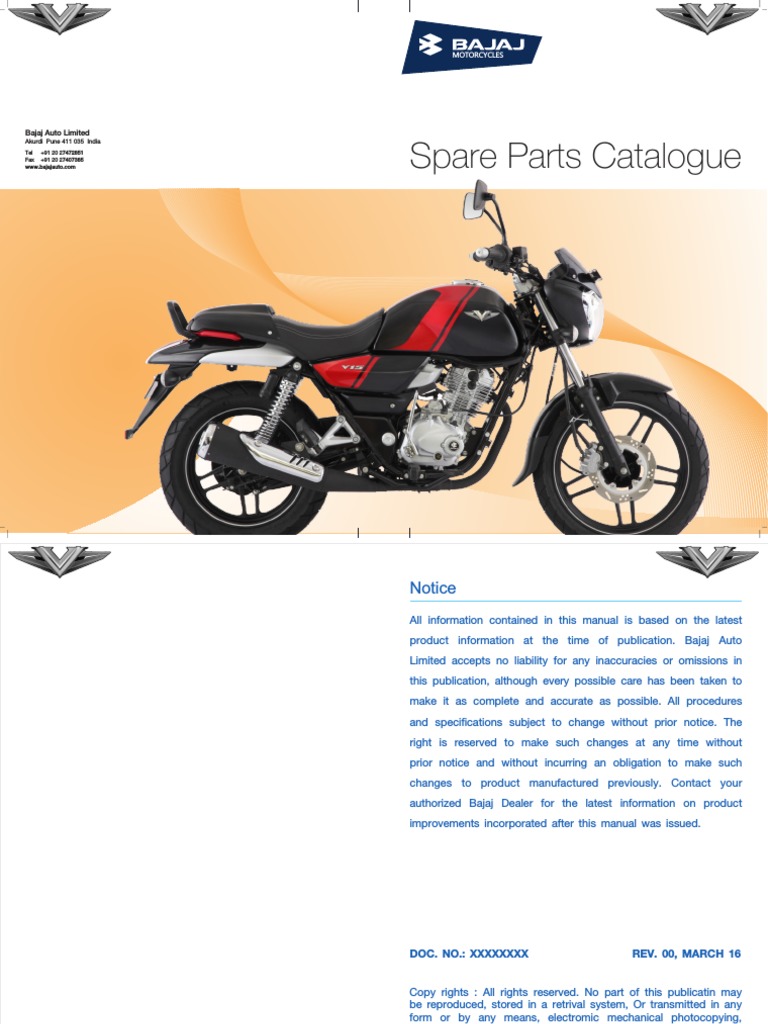 Spare Parts Catalogue: Bajaj Auto Limited | PDF | Carburetor | Clutch