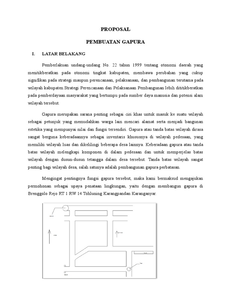 Proposal Gapura Brenggolorejo | PDF