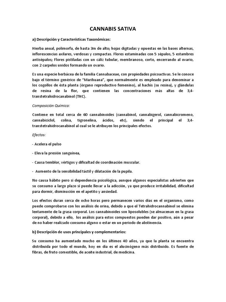 Cannabis Sativa | PDF | Cannabis (Droga) | Bienestar