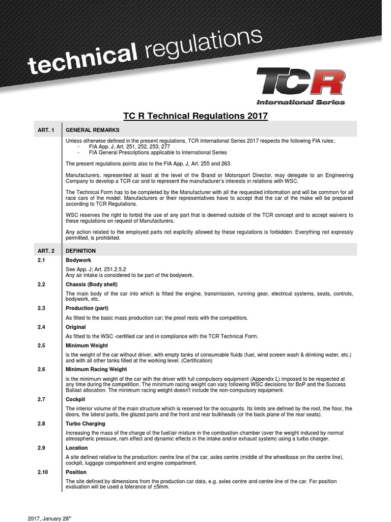 2017 TCR International Series Tecnical Regulations-2017!01!28 | PDF ...