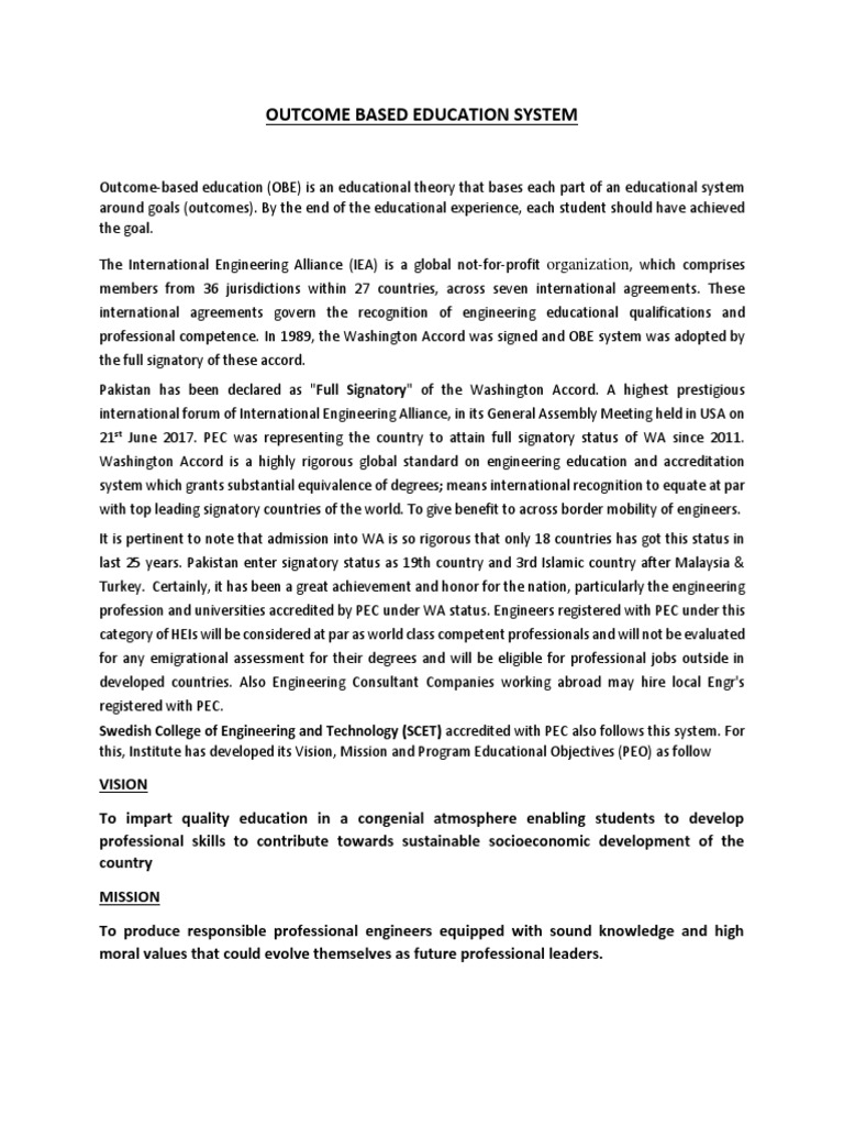 Outcome Based Education System: Organization | PDF | Cognition | Learning