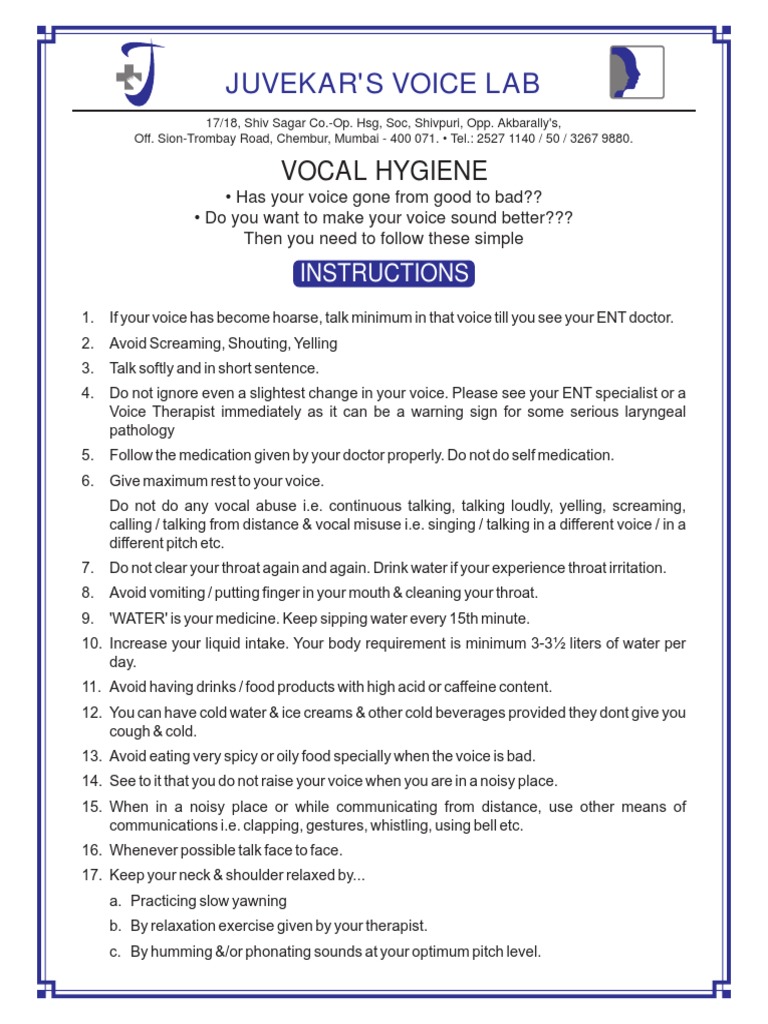 Voice Lab (Vocal Hygiene) | PDF | Singing | Human Throat