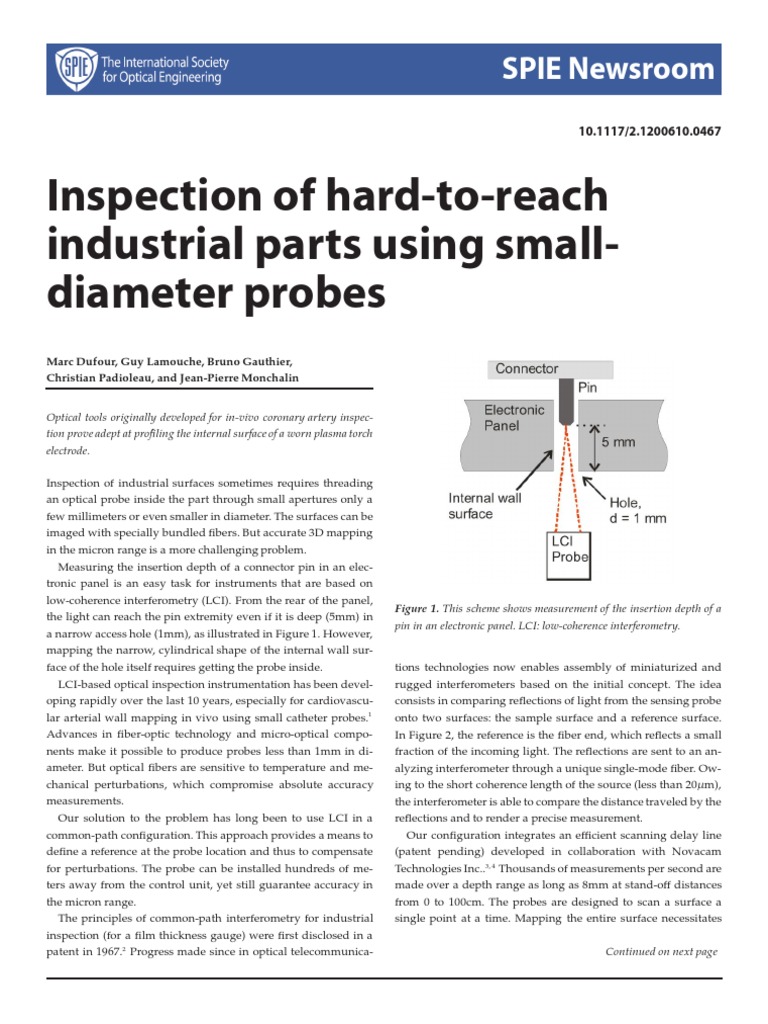 Inspection of Hard-To-Reach Industrial Parts Using Small-Diameter ...