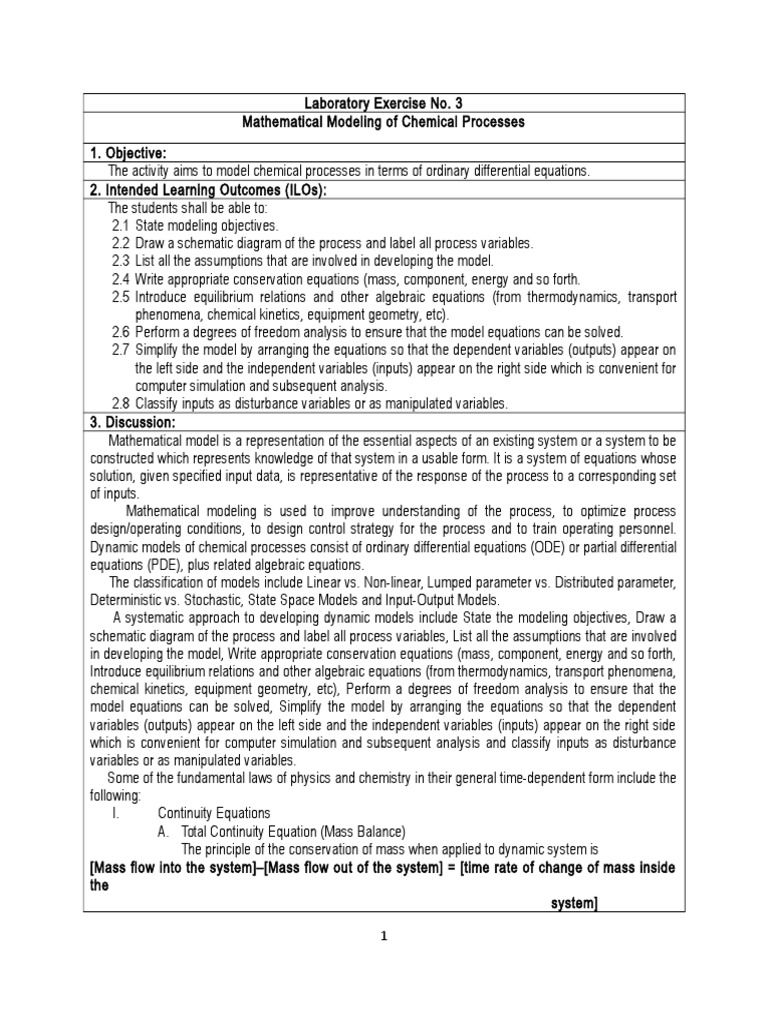 Chemical Process Modeling Guide | PDF | Force | Equations