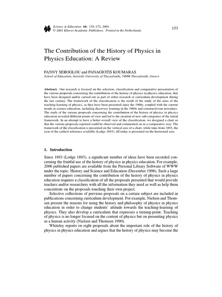 The Contribution of The History of Physics in Physics Education: A ...