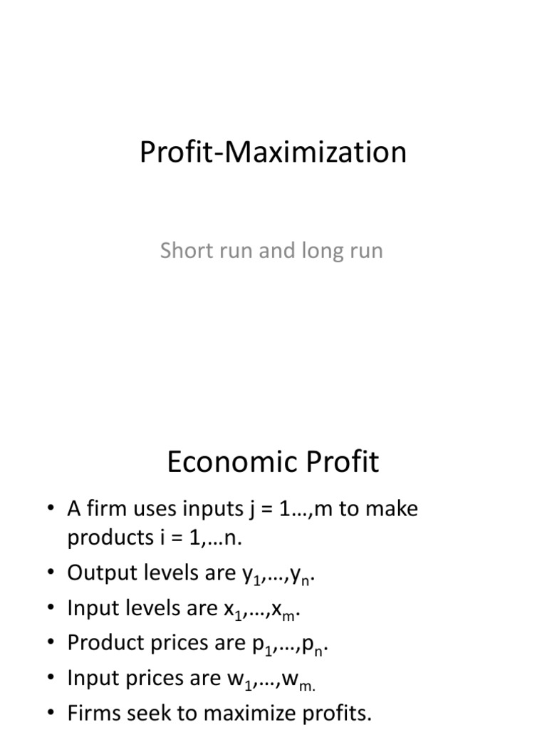 Short-Run and Long-Run Profit Maximization | PDF | Long Run And Short ...
