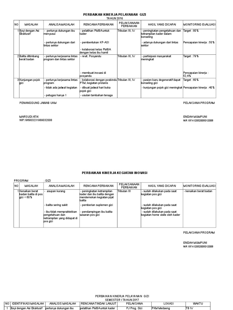 Pdca Program Gizi | PDF