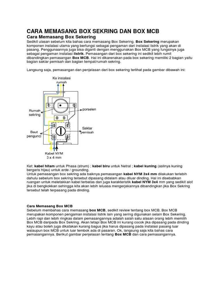 Cara Memasang Box Sekring Dan Box MCB | PDF