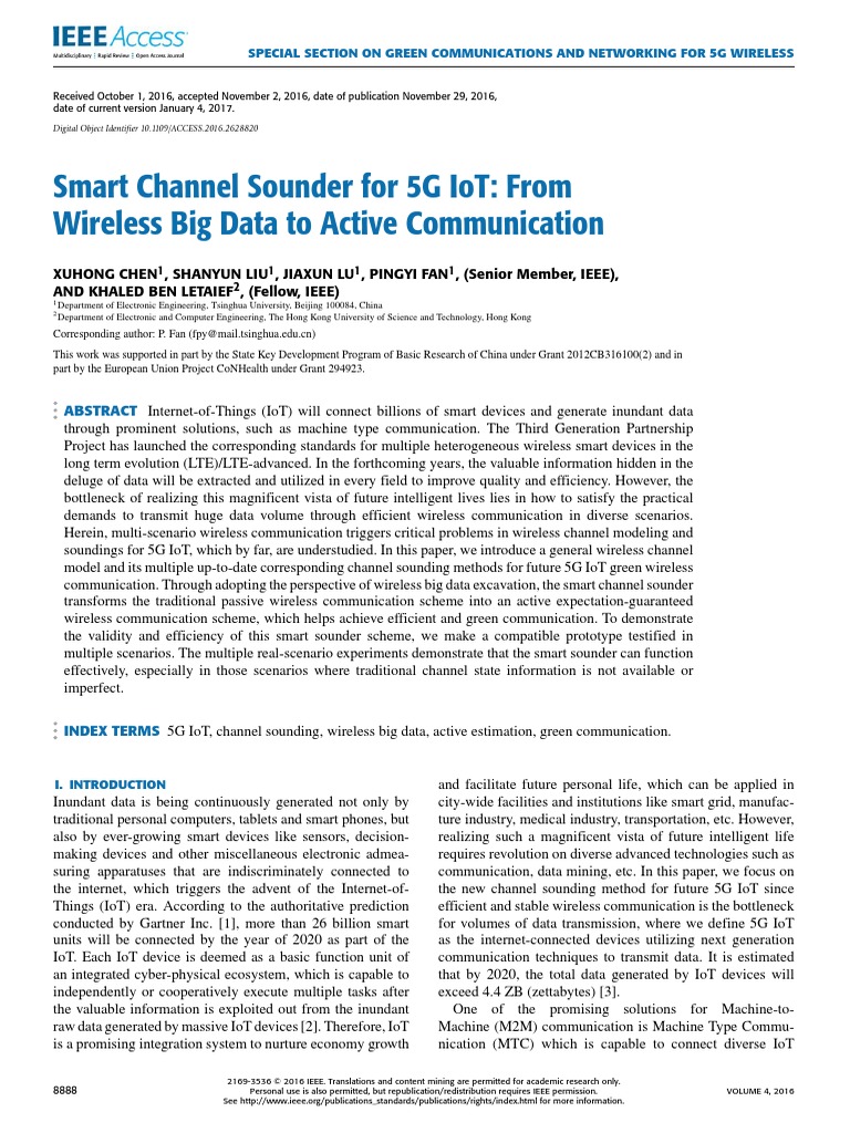 Smart Channel Sounder For 5G IoT From Wireless Big Data To Active ...