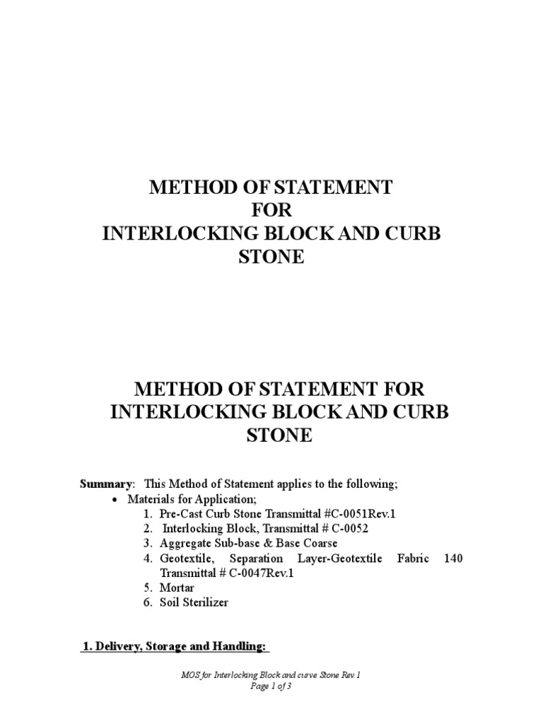 Interlocking & Curb Stone Rev.1 | PDF | Soil | Mortar (Masonry)