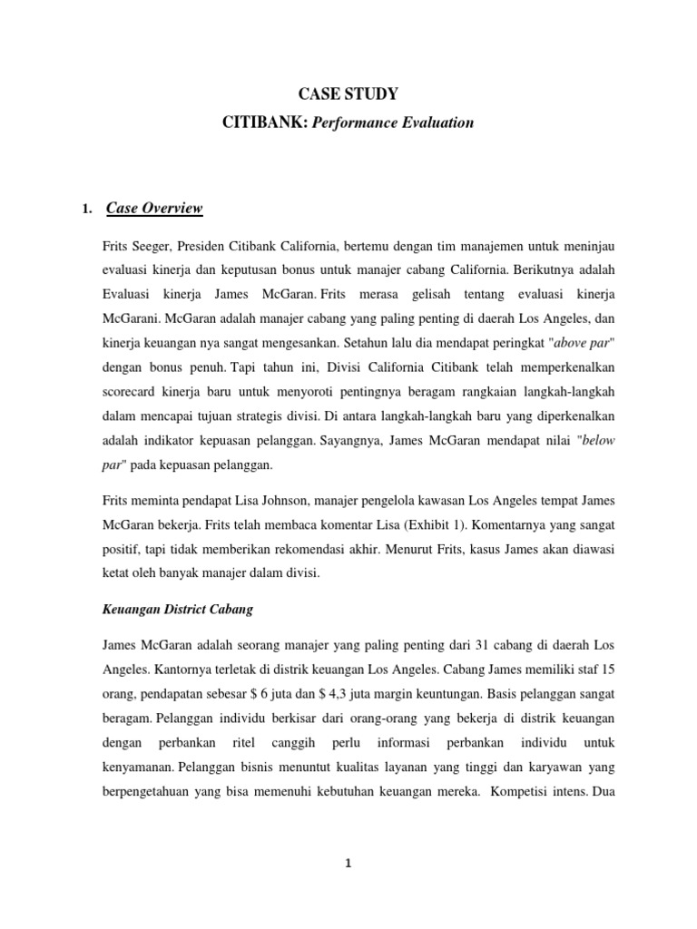 Citibank Performance Evaluation - Word | PDF