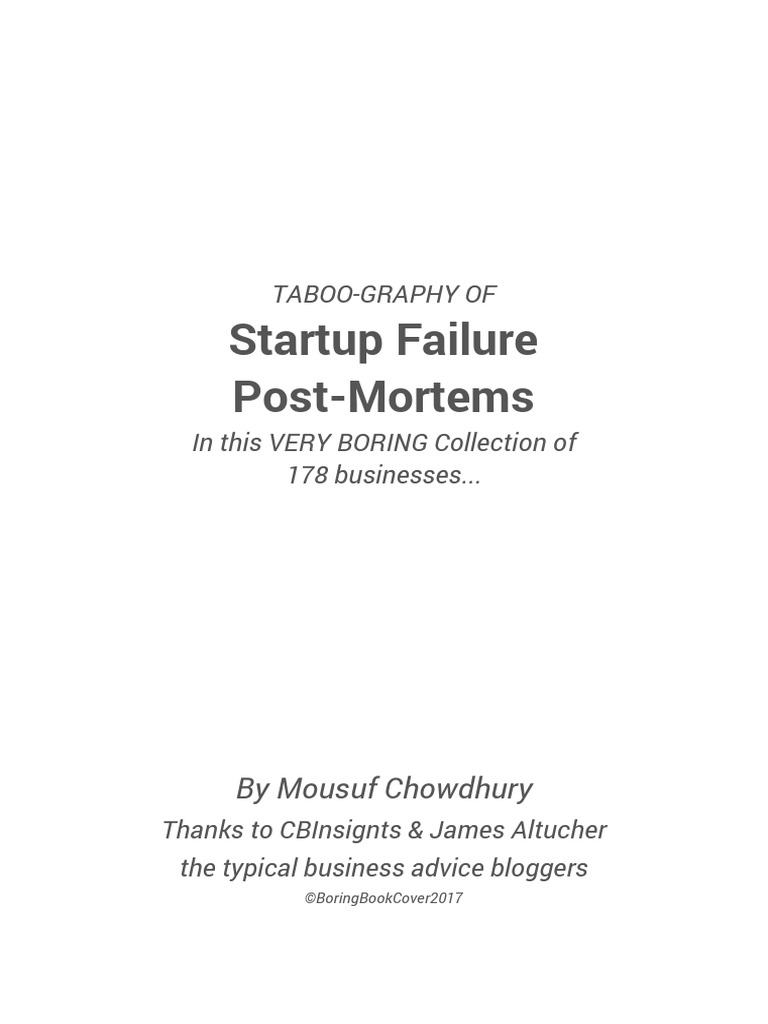 Startup Failure Post Mortem | PDF | Venture Capital | Corporate Finance