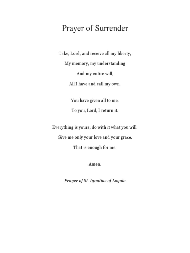 Prayer of Surrender-St. Ignatius | Christian Mysticism | Religious ...