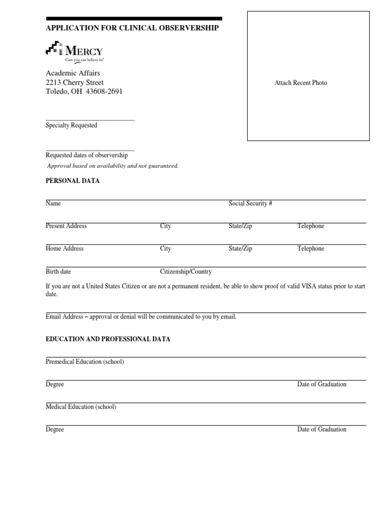 Observership Application ST - Vincents | Download Free PDF | Permanent ...