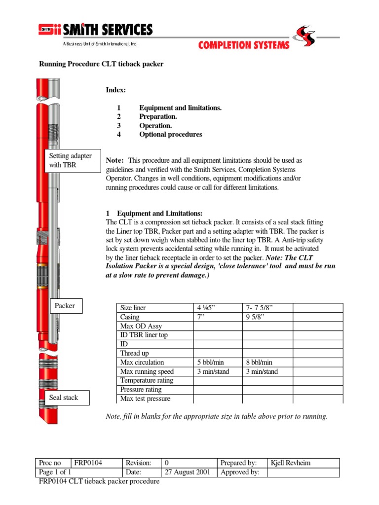 CLT Tieback Packer Guide | PDF | Drilling Rig | Casing (Borehole)