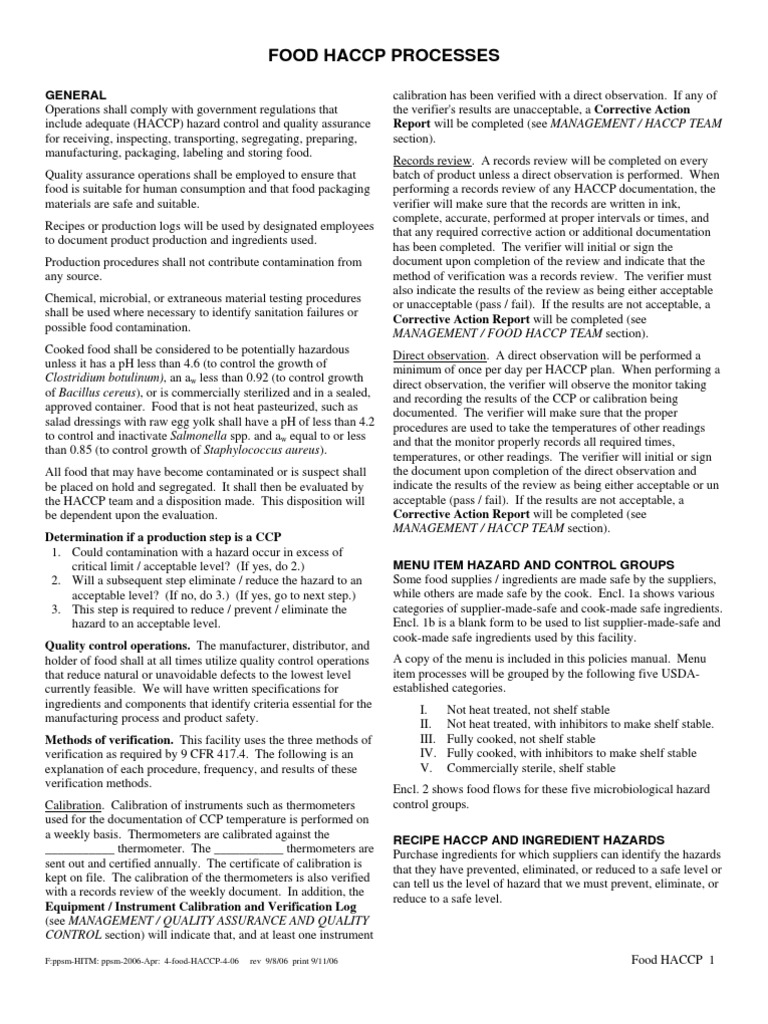 4 Food Haccp 4 06 | PDF | Hazard Analysis And Critical Control Points ...