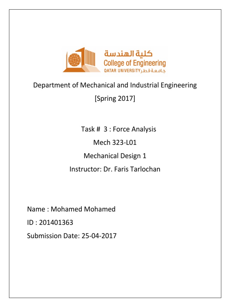 Department of Mechanical and Industrial Engineering (Spring 2017) | PDF