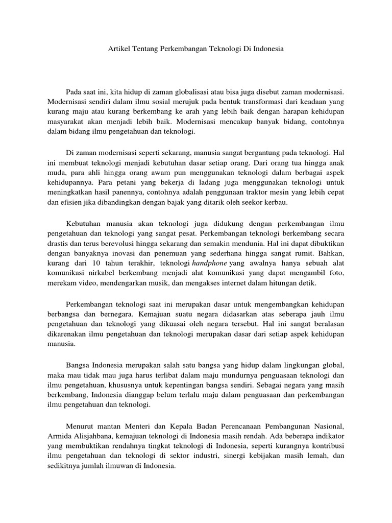 Artikel Tentang Perkembangan Teknologi Di Indonesia Artikel Tentang Perkembangan Teknologi Di Indonesia