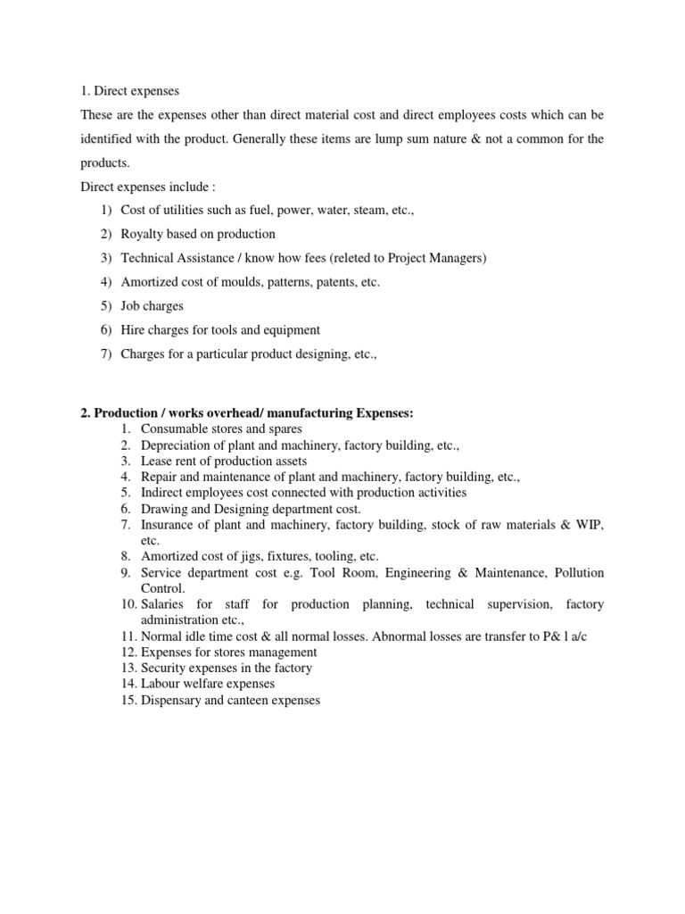 Cost Sheet Format For Sugar Industry PDF Expense Cost