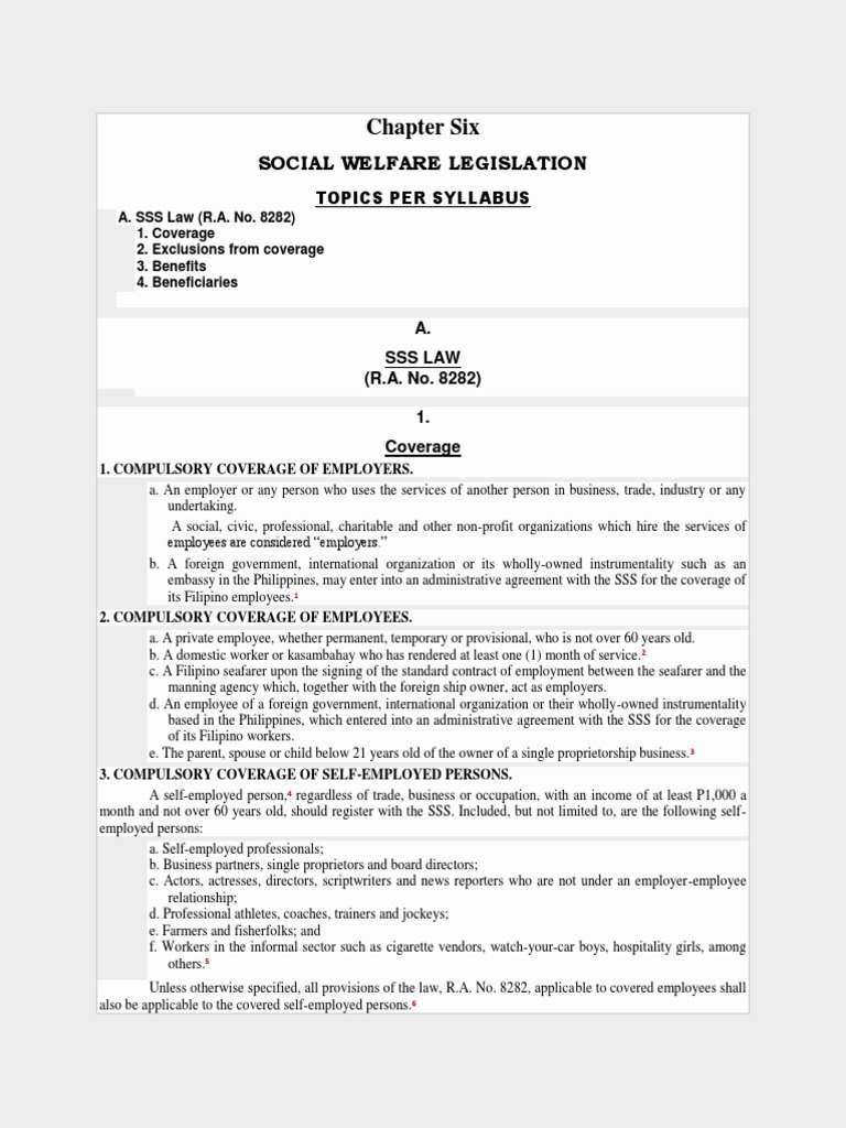 A. Sss Law (R.a. No. 8282) | PDF | Pension | Retirement