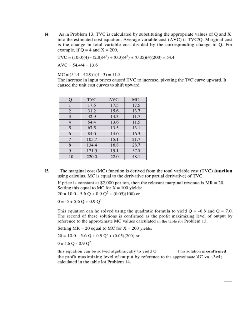 Calculating TVC, AVC, and MC in Economics | PDF | Teaching Methods ...